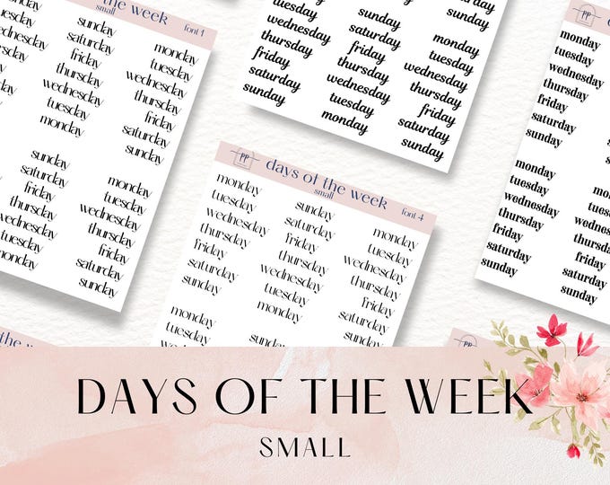 Mini Days of the Week Stickers for Bullet Journals and Planners ...