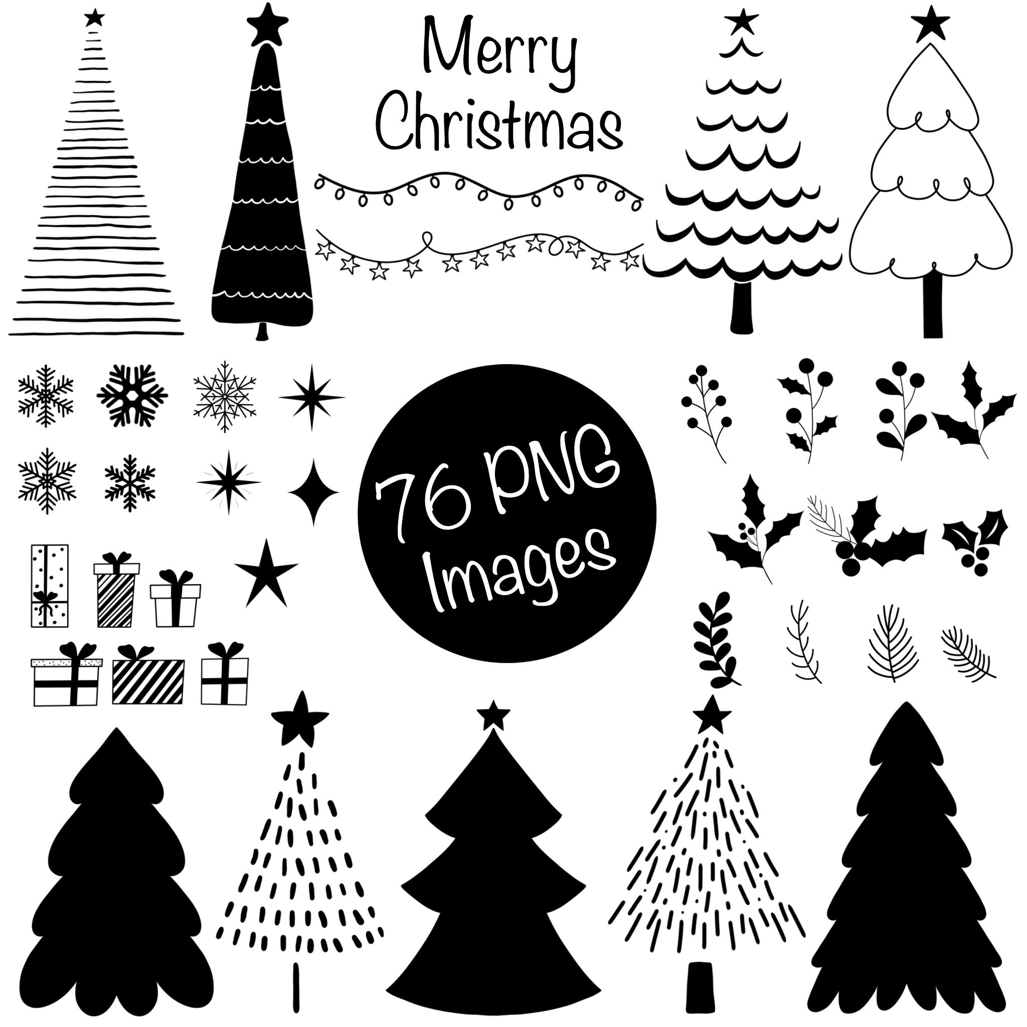 Christmas Doodles Clipart 76 Transparent PNG Clip Art Designs for ...