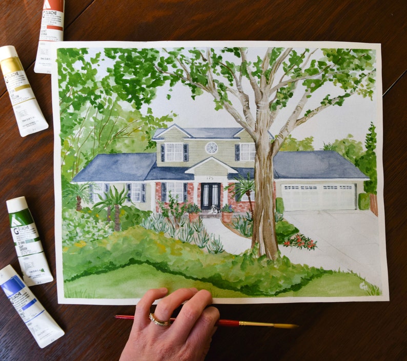 Custom Home Portrait | Hand-painted House Painting | Custom Watercolor ...