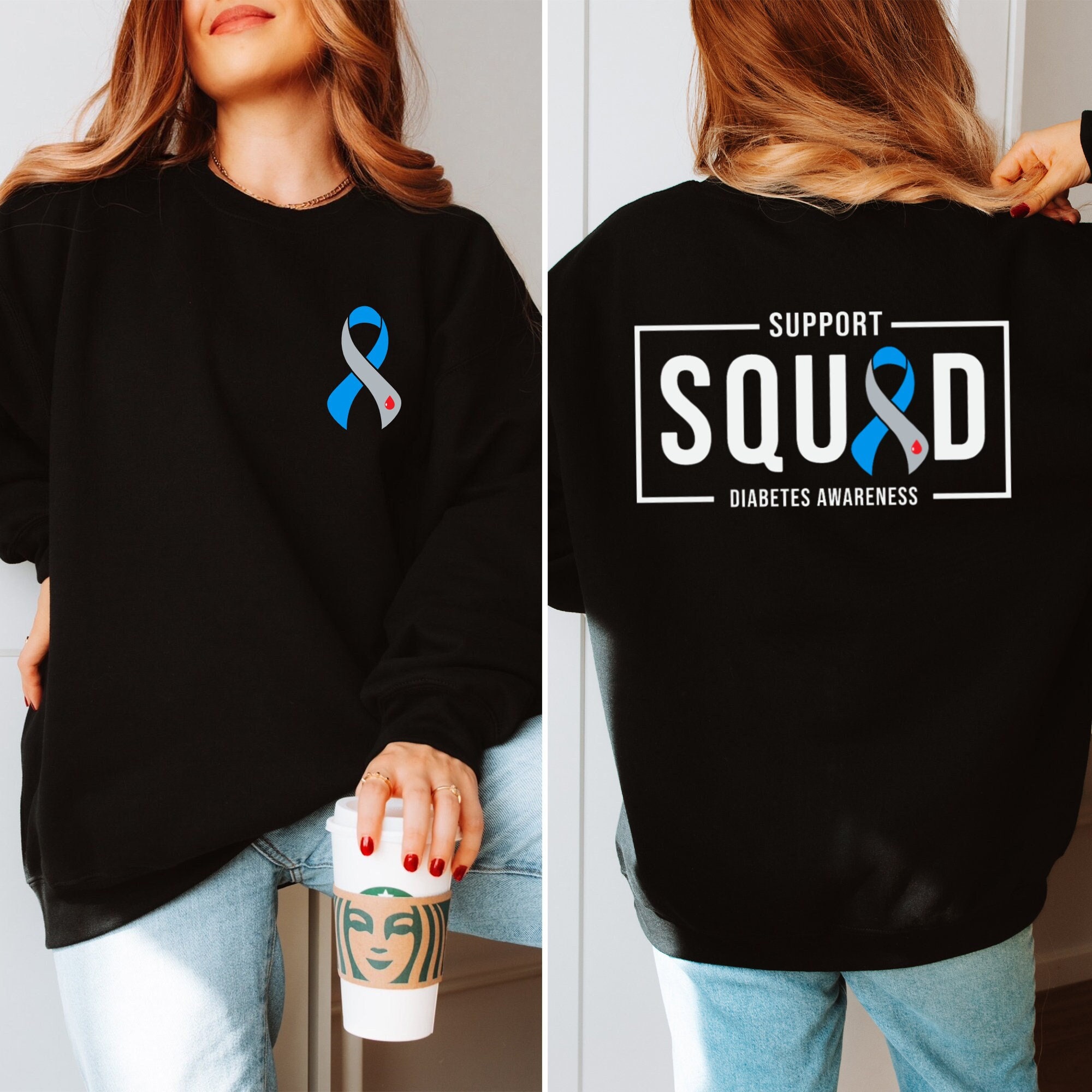 Diabetes Sweatshirt, Type 1 Diabetes Shirt, Support Diabetes Squad Tee ...