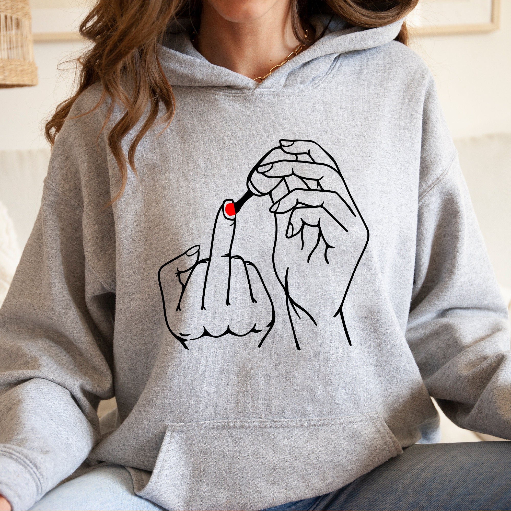 Feminist Hoodie,nail Polish Hoodie,middle Finger With Nail Polish ...