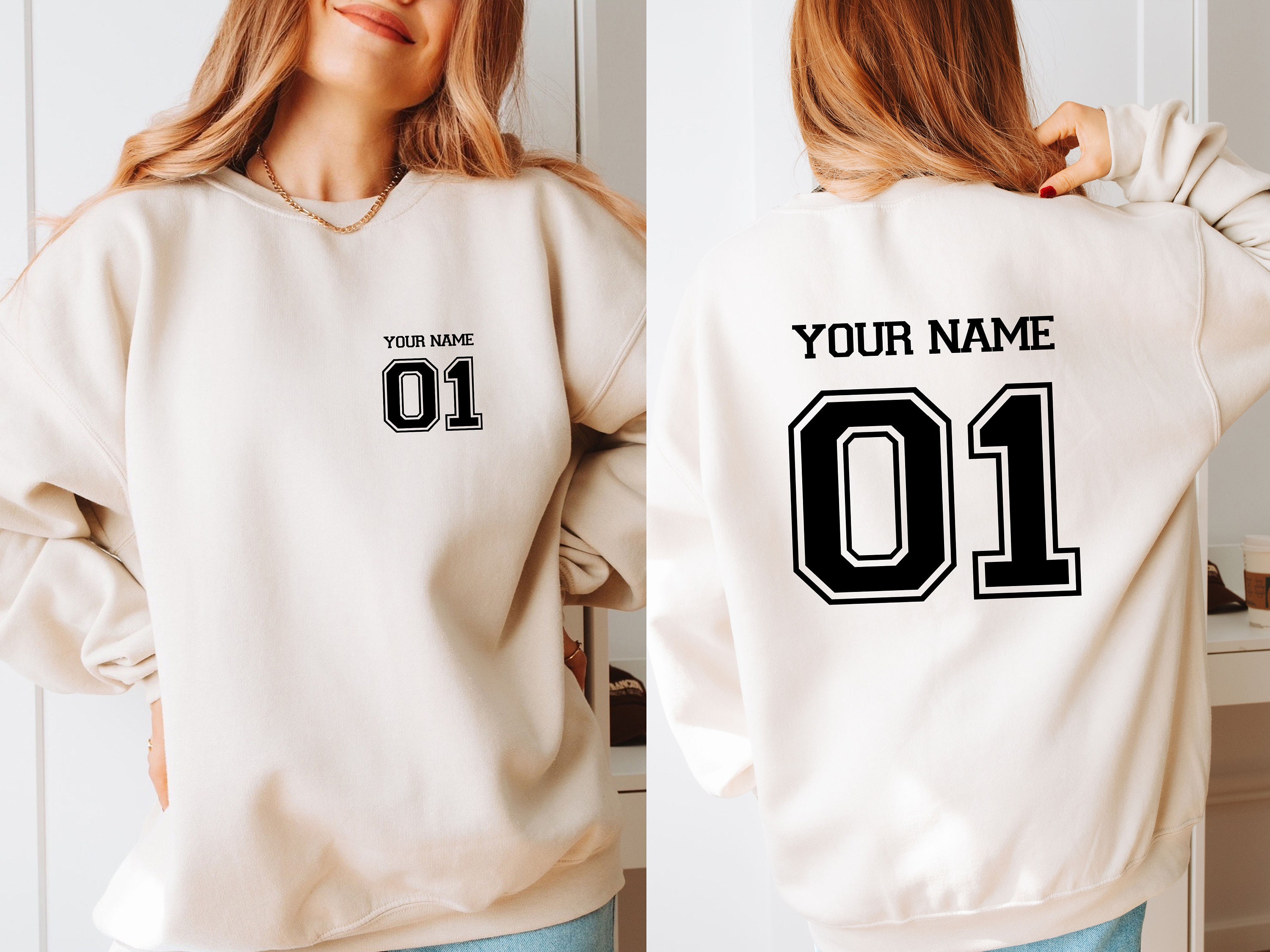 Custom Name and Back Number Sweatshirt, Personalized Sports Sweatshirt ...