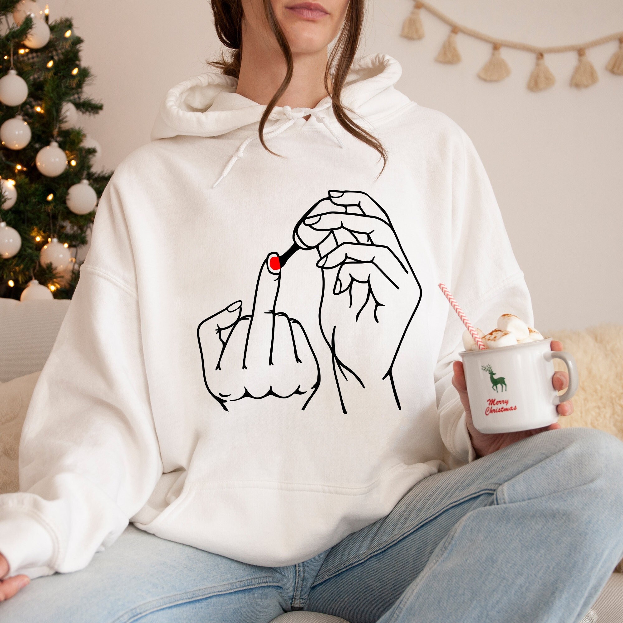 Feminist Hoodie,nail Polish Hoodie,middle Finger With Nail Polish ...