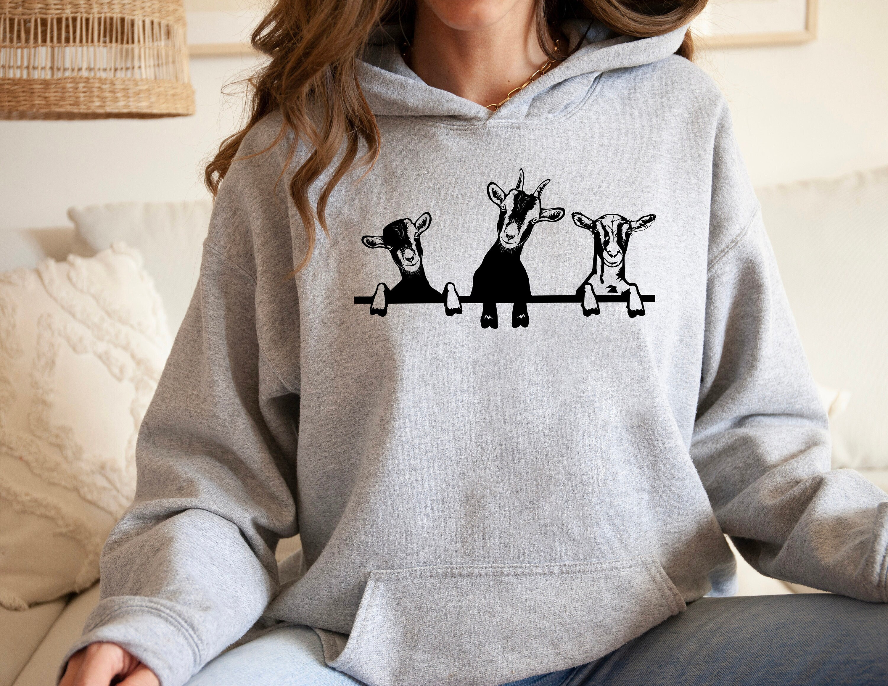 Funny Goat Hoodie, Goats Hoodie, Cute Animal Hoodie, Farmer Girl Hoodie ...