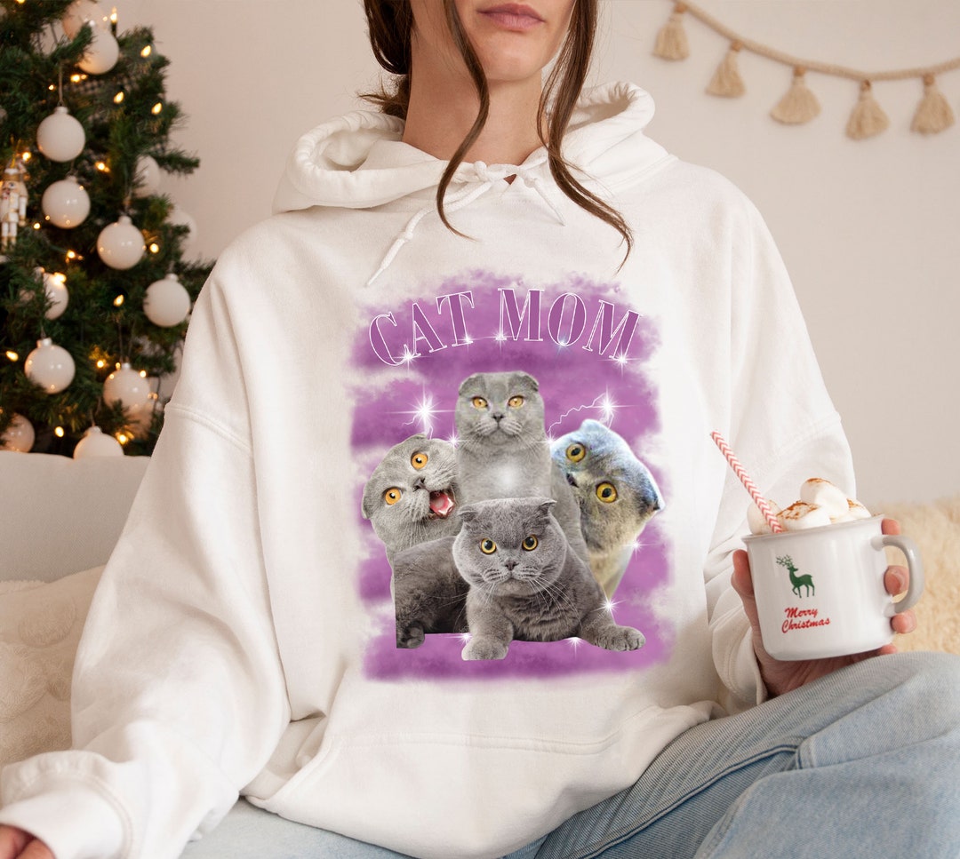Custom Bootleg Cat Mom Photo Hoodie,personalized Cat Bootleg Hoodie ...
