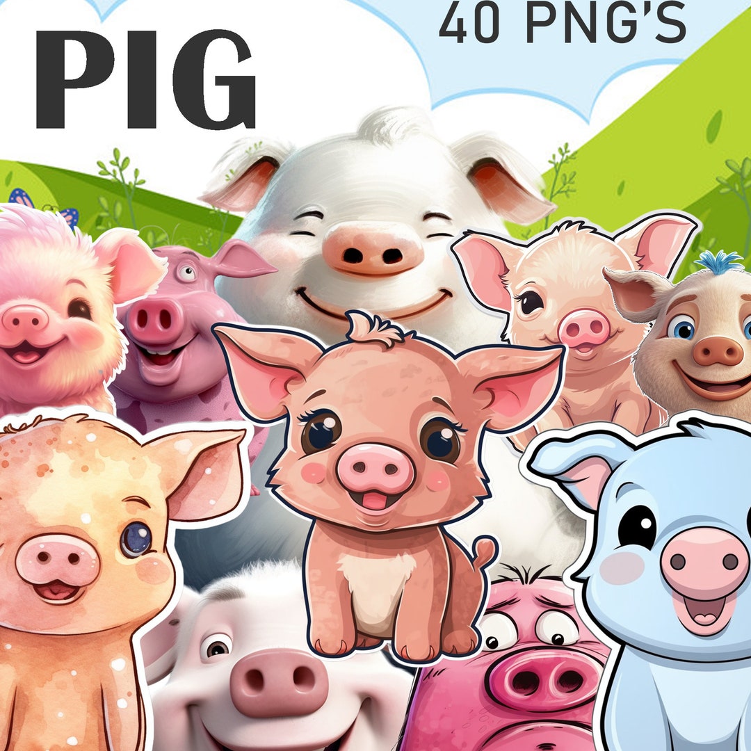 Playful Piglets Pig Cartoon Collection Cartoon Stickers - Etsy