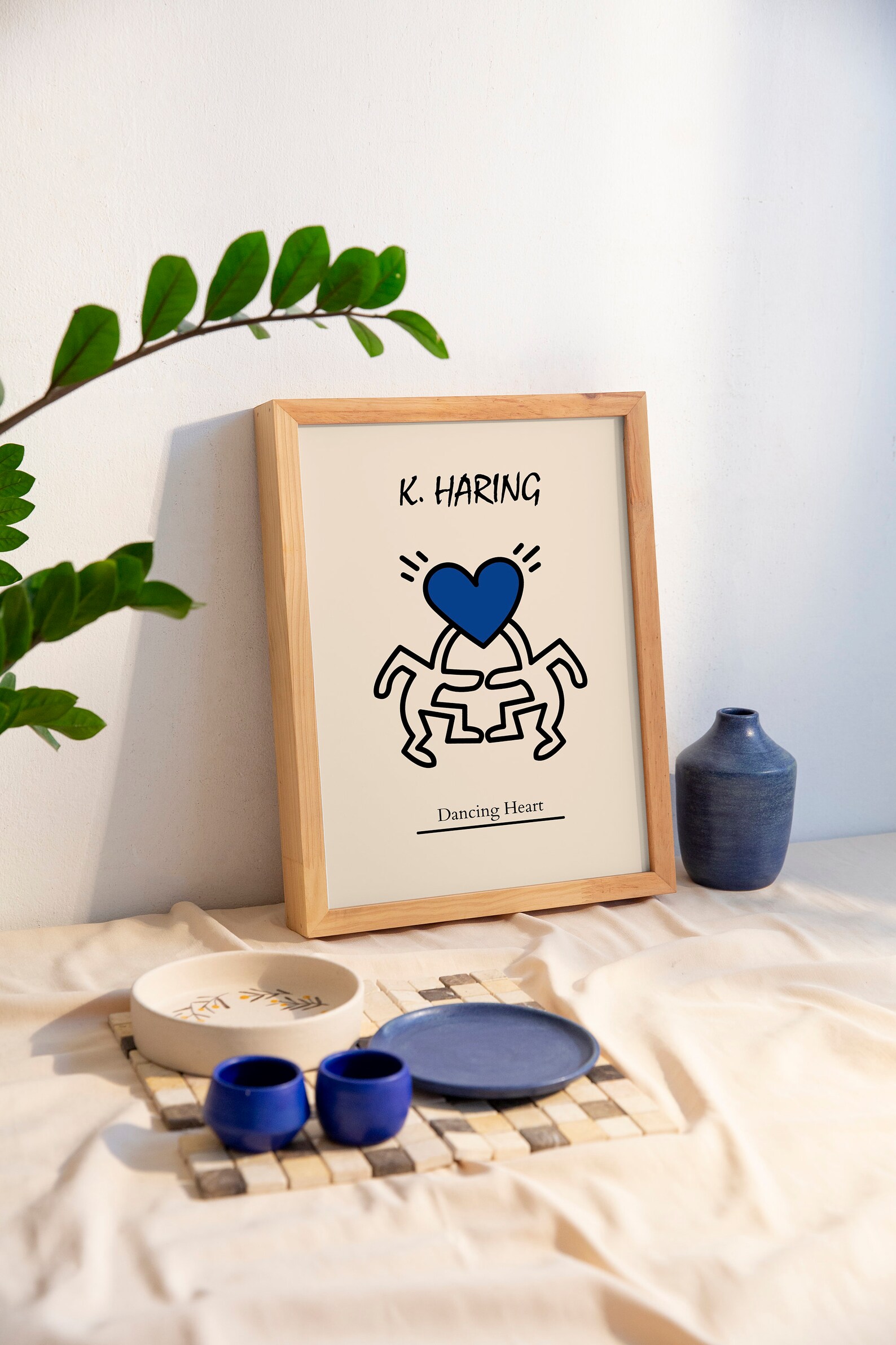 Keith Haring Print, Keith Haring Blue Heart, Keith Haring Poster, Keith ...