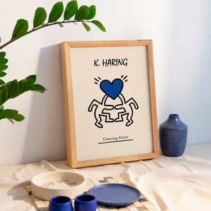 Keith Haring Print, Keith Haring Blue Heart, Keith Haring Poster, Keith ...