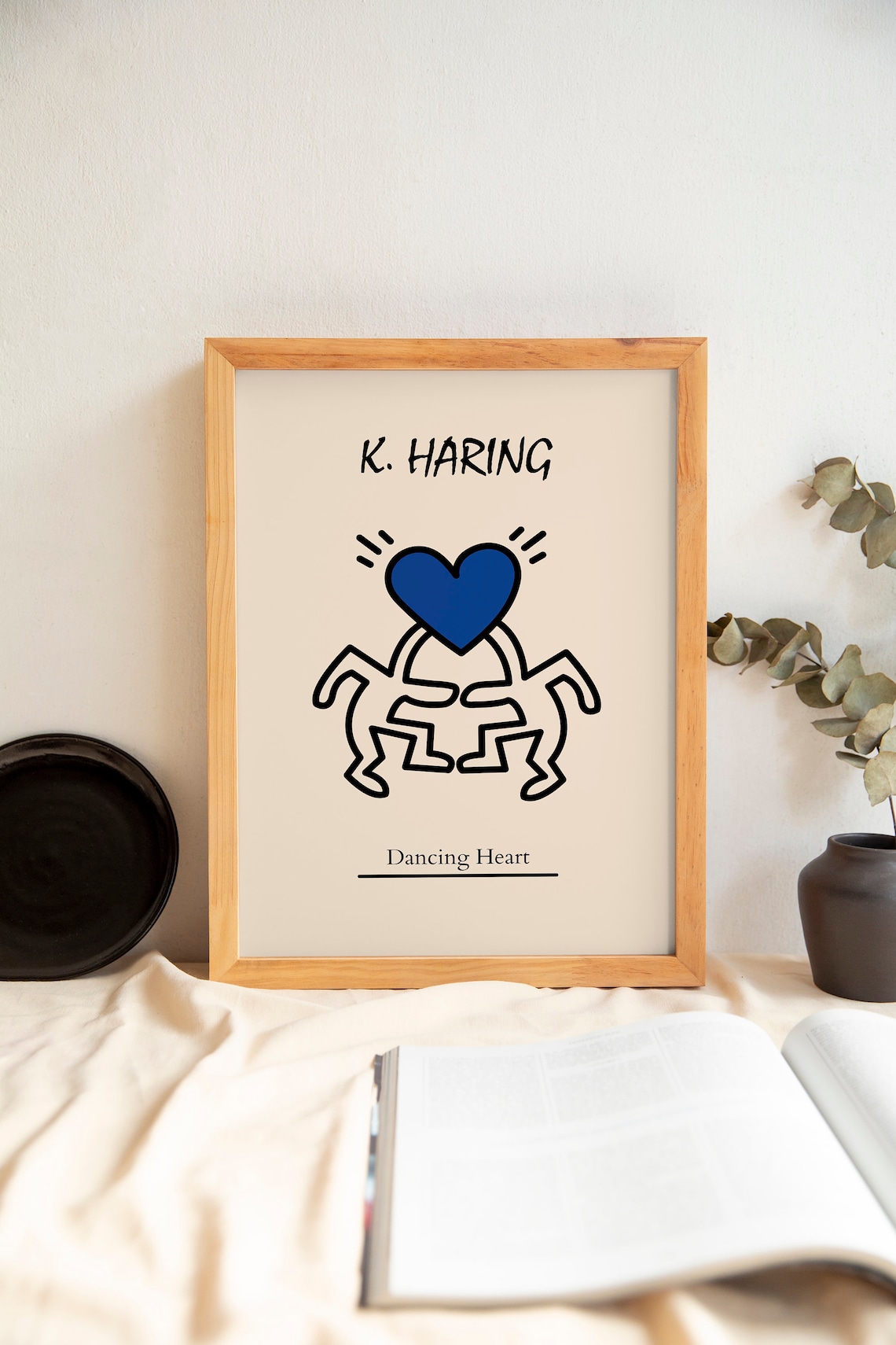 Keith Haring Print, Keith Haring Blue Heart, Keith Haring Poster, Keith ...