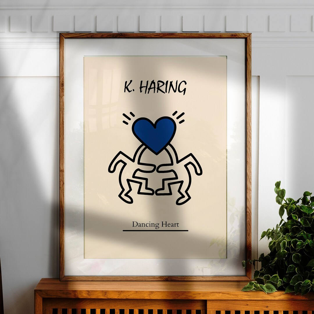 Keith Haring Print, Keith Haring Blue Heart, Keith Haring Poster, Keith ...
