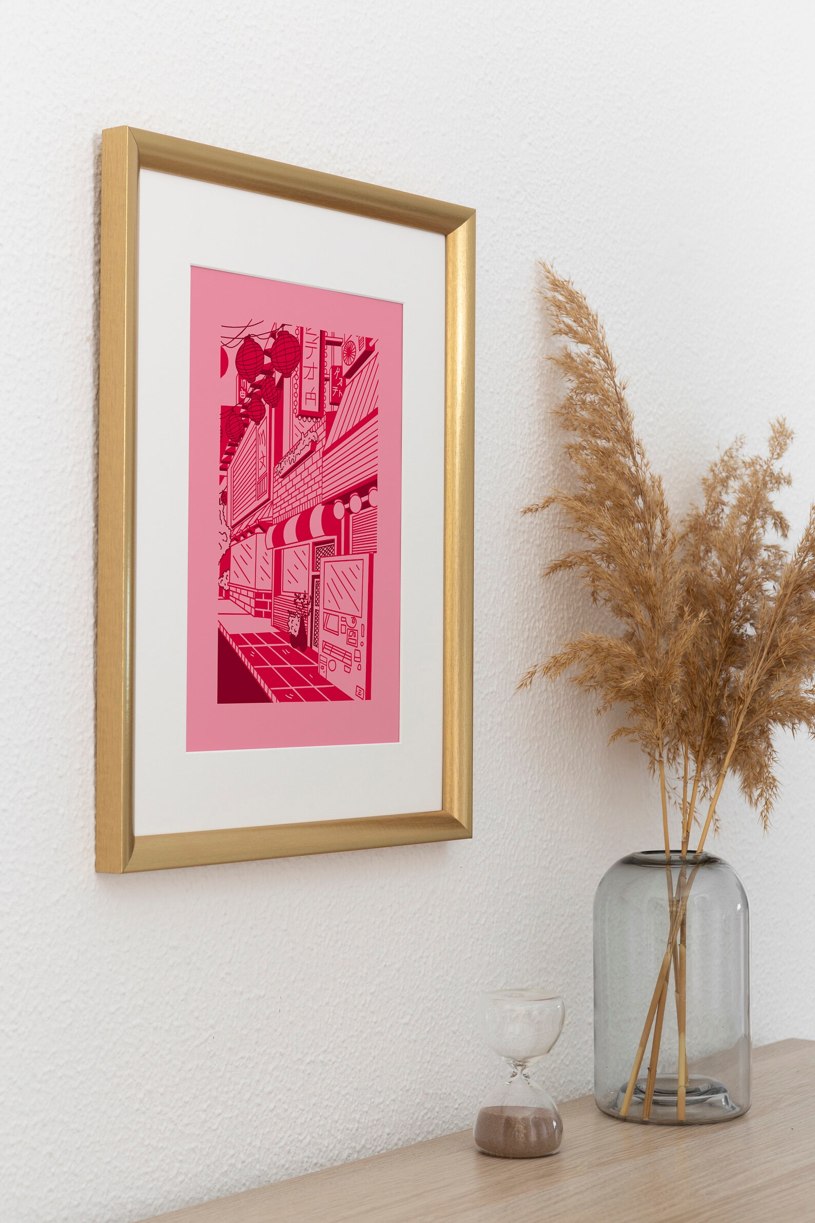 Pink Japanese Wall Art, Pink Gallery Wall Art, Japanese Wall Art ...