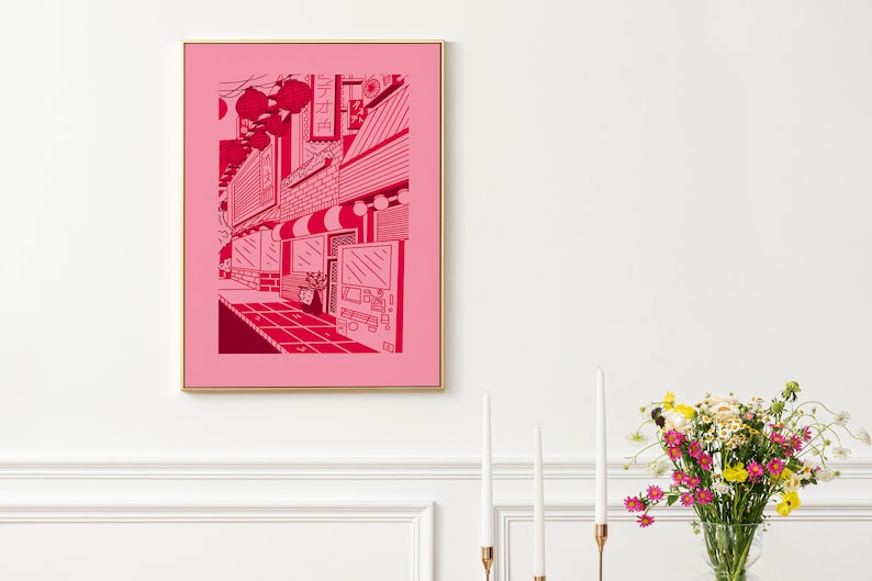 Pink Japanese Wall Art, Pink Gallery Wall Art, Japanese Wall Art ...