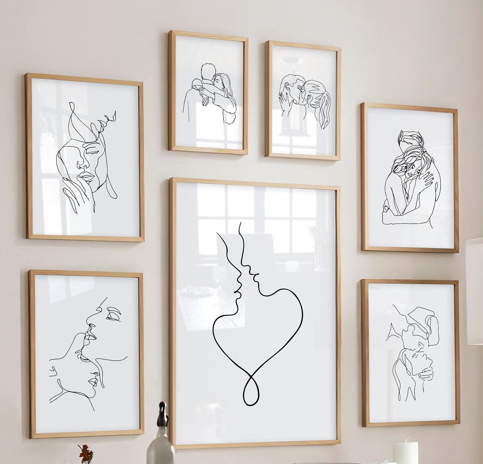 Set of 7 Couples Line Art Print, High Quality Minimalist Couple Wall ...