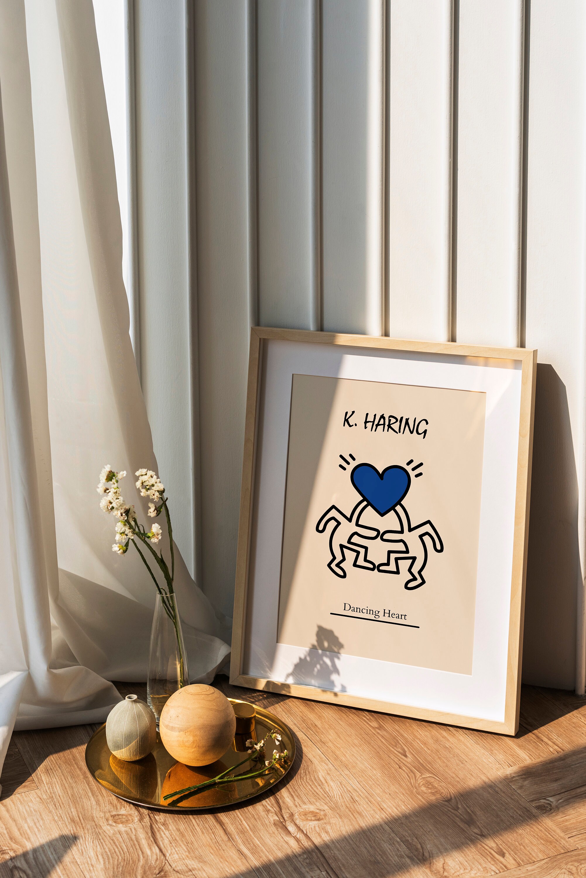 Keith Haring Print, Keith Haring Blue Heart, Keith Haring Poster, Keith ...