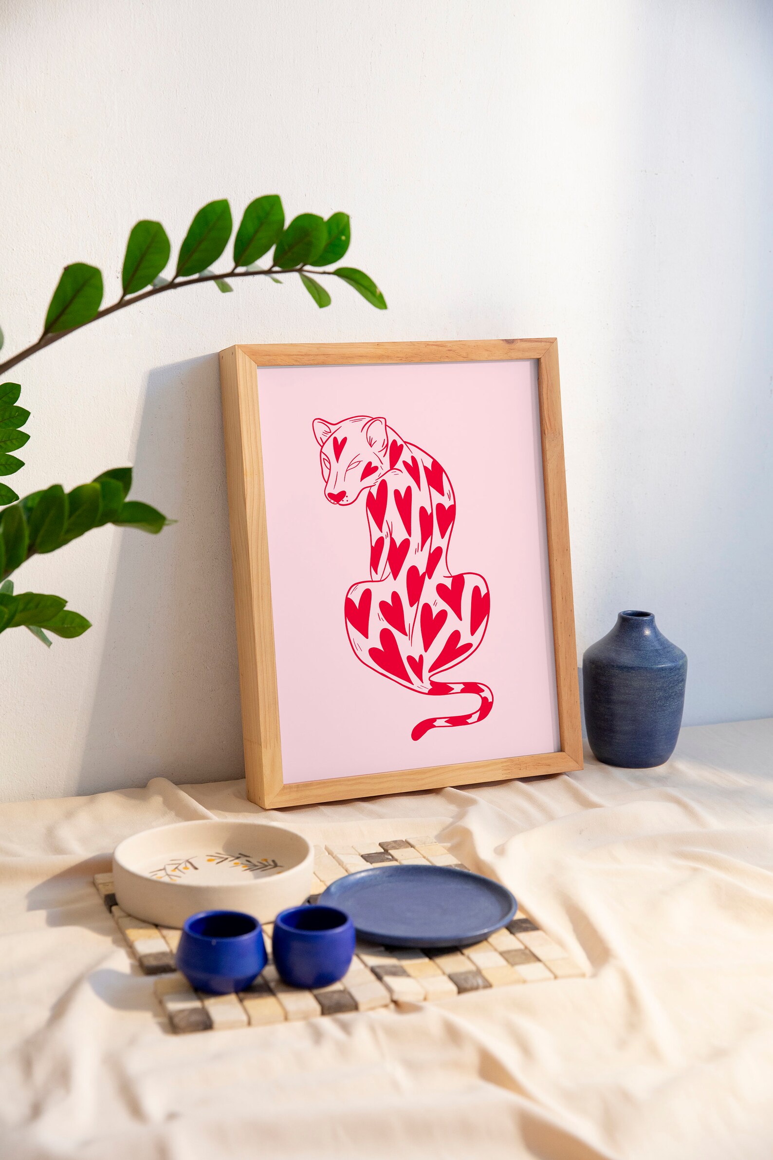 Set of 3 Pink and Red Digital Wall Art Prints, Lucky You Printable ...