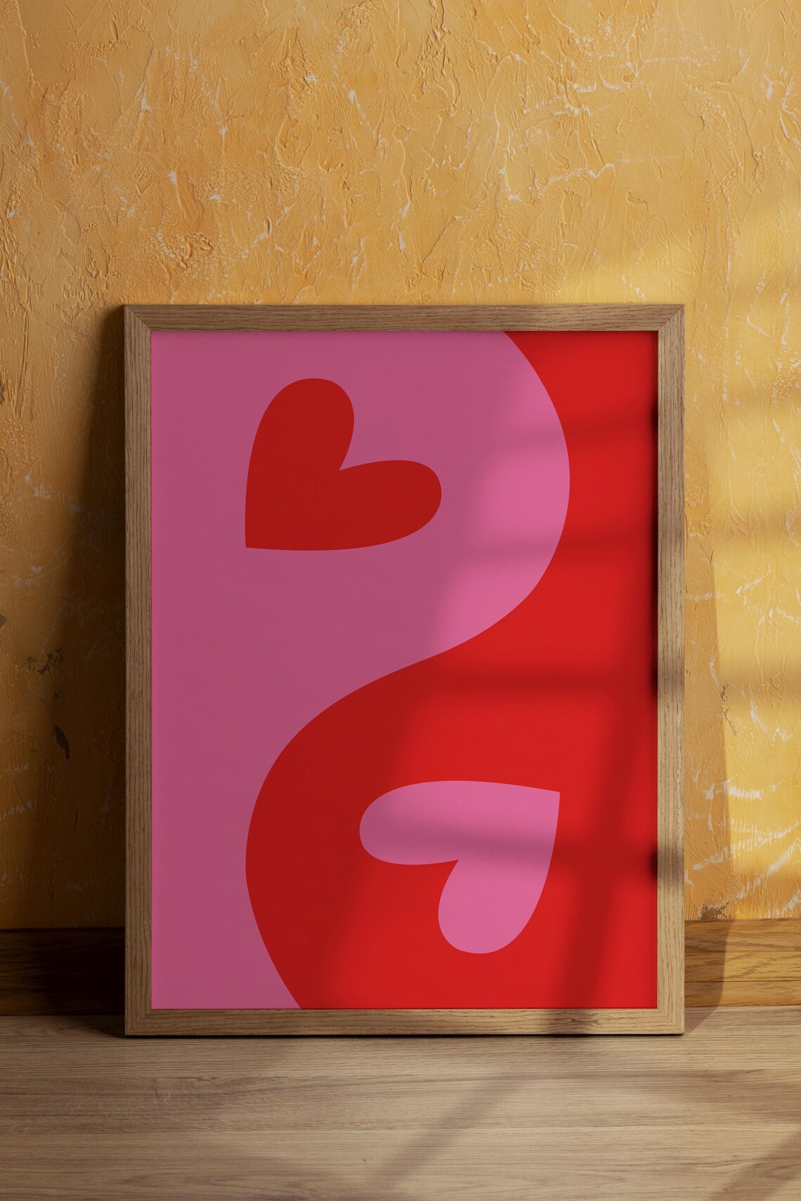 Pink Red Heart Yin Yang Print: Modern Wall Art (digital Download) - Etsy