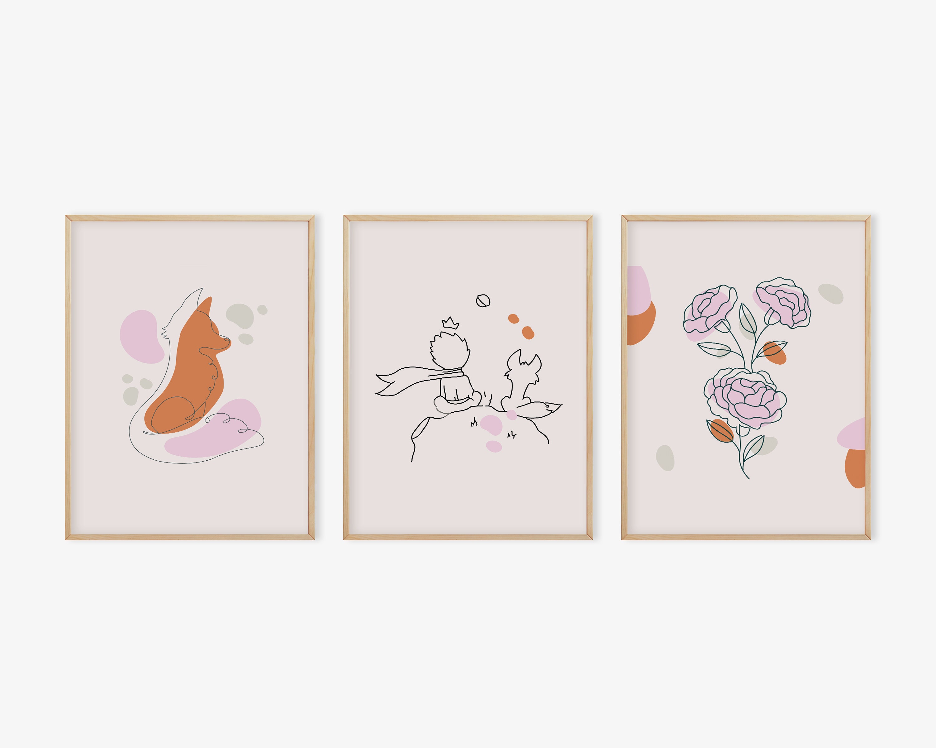 Set of 3 the Little Prince Line Art Print, Minimalist Litte Prince Boho ...
