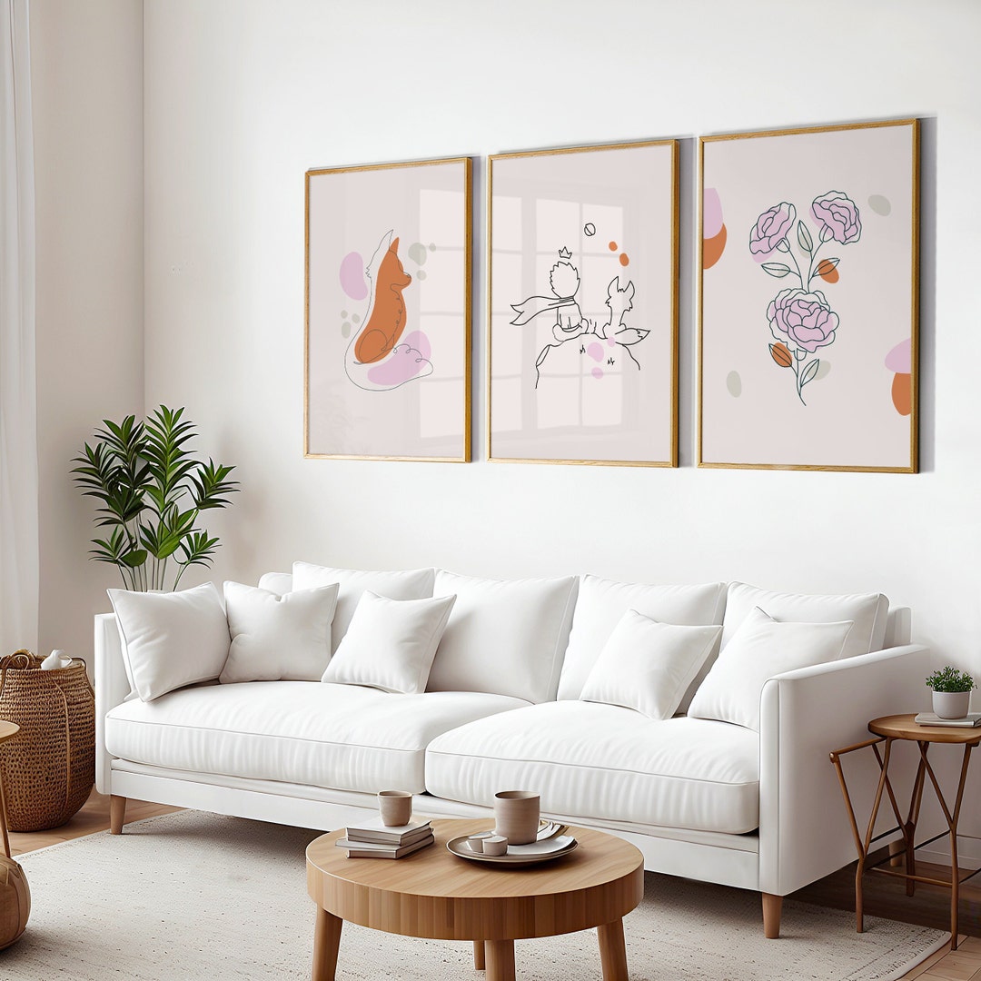 Set of 3 the Little Prince Line Art Print, Minimalist Litte Prince Boho ...