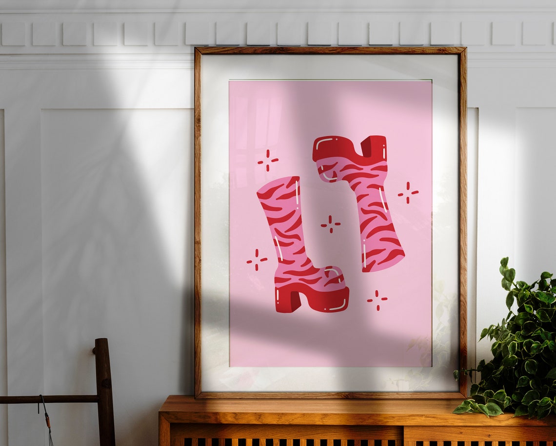 Pink Aesthetic Wall Art Set of 5, Pink Disco Ball Print, Pink ...