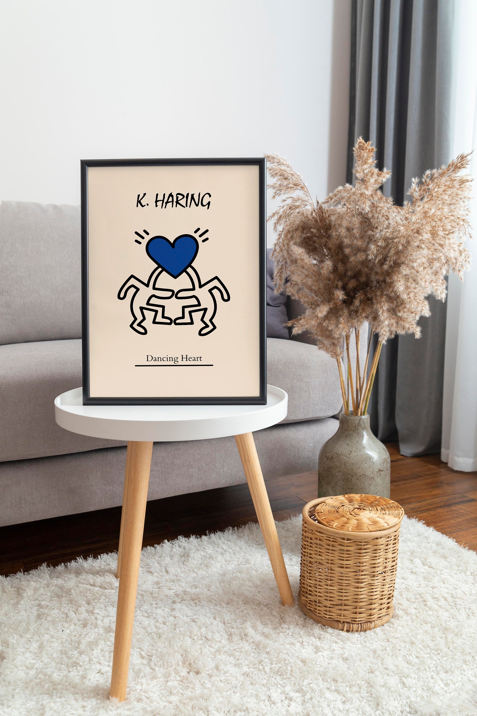 Keith Haring Print, Keith Haring Blue Heart, Keith Haring Poster, Keith ...