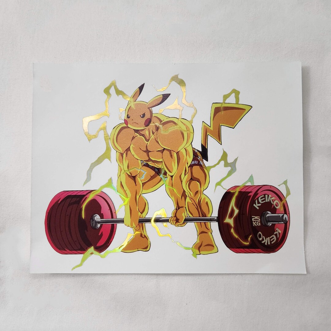 Peakachu Swole Pokemon Gym Sticker - Etsy