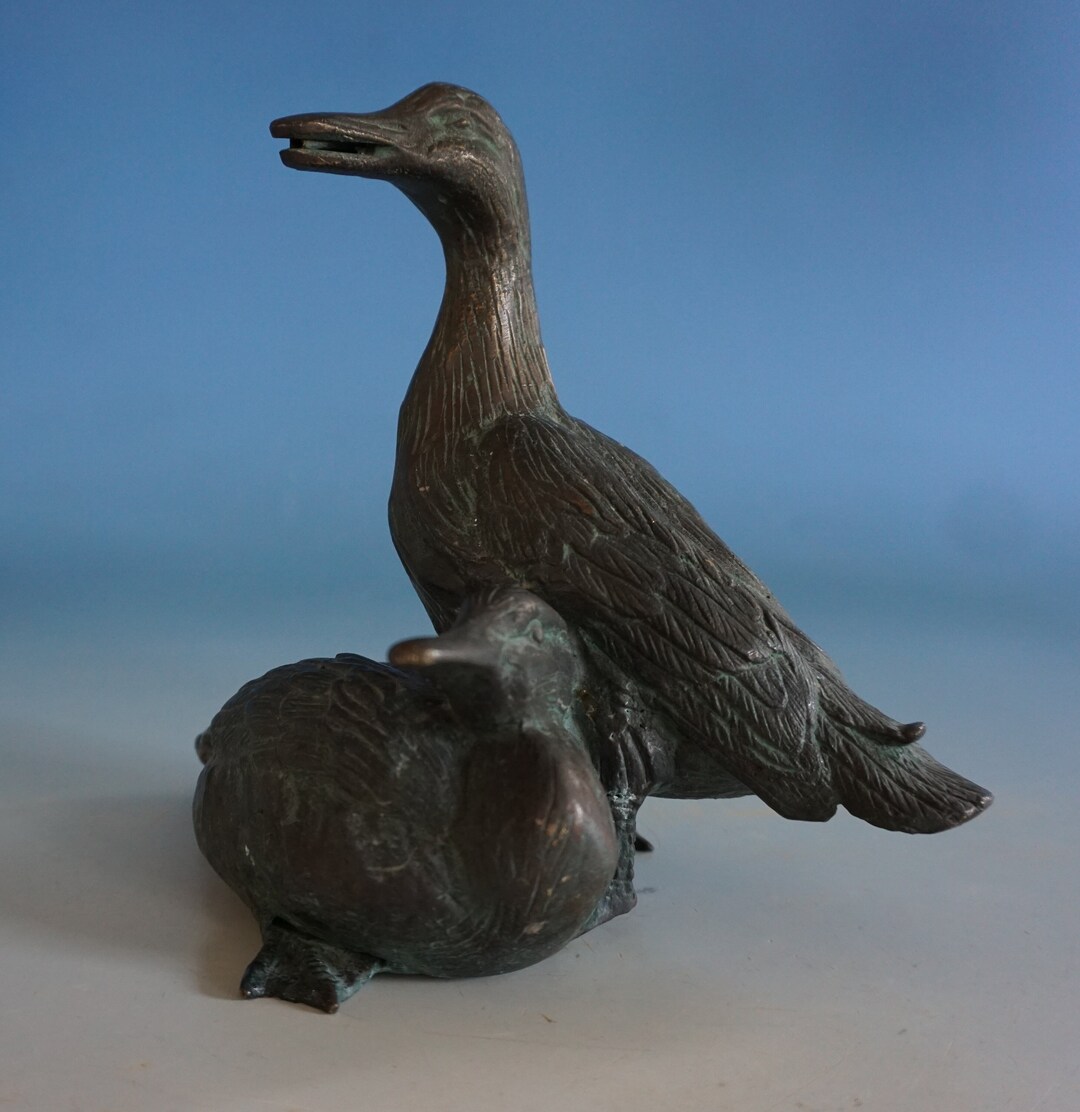Vintage Bronze Fountain Figure Fountain Figure Sculpture Duck Pair Duck ...