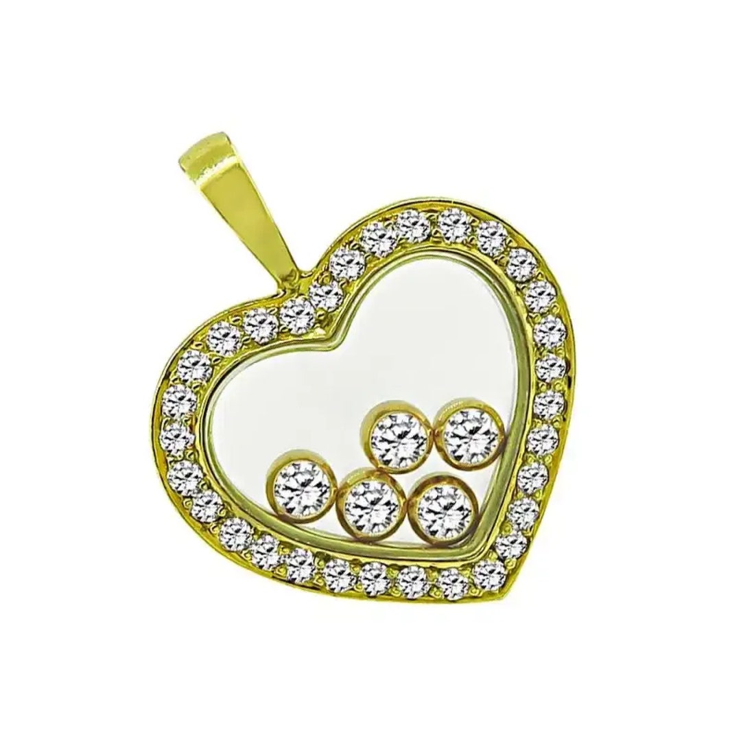 Round Cut Floating Diamond Pendant / Happy Diamonds Heart Pendant ...
