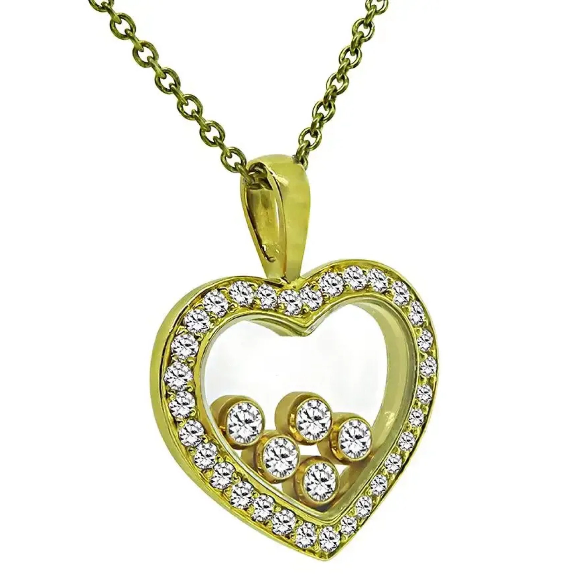 Round Cut Floating Diamond Pendant / Happy Diamonds Heart Pendant ...