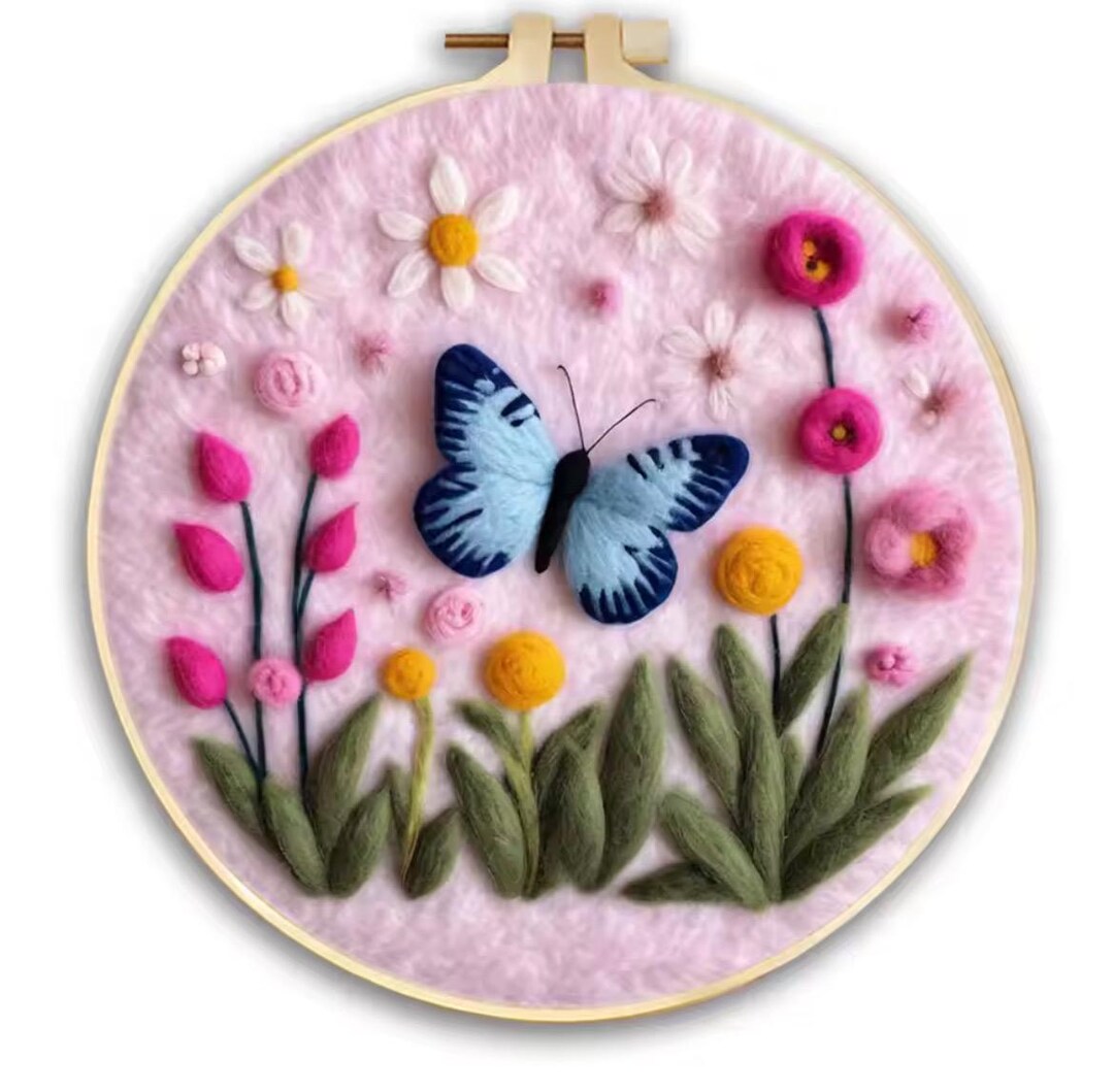 DIY Wool Needle Felting Kit | Cute Blue Butterfly Wool Felting for ...