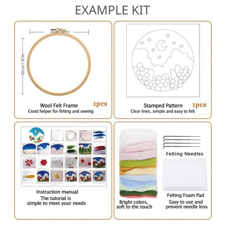 DIY Wool Needle Felting Kit Bunny Scene Wool Felting for Beginner to ...