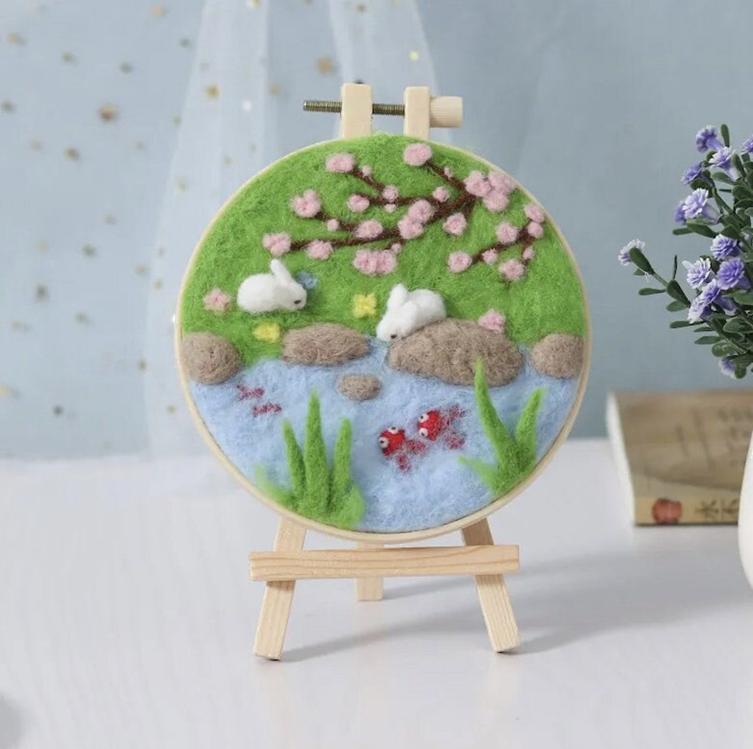 DIY Wool Needle Felting Kit | Bunny Scene Wool Felting for Beginner to ...