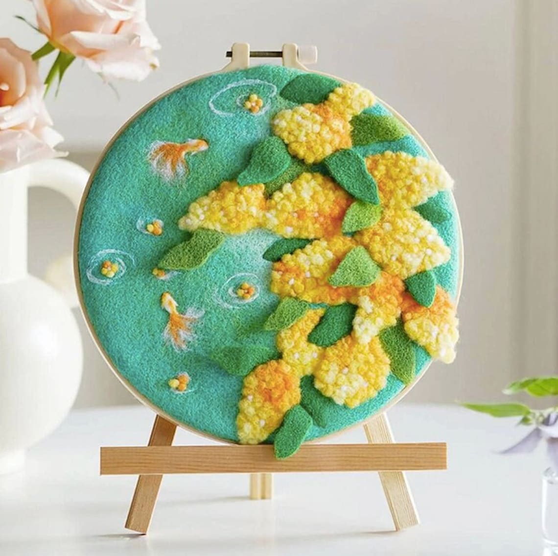 DIY Wool Needle Felting Kit Fish Pond Wool Felting for - Etsy