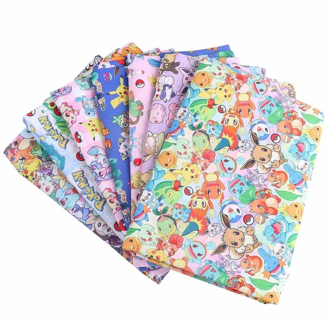 1 Yard Anime Pokemon Fabric | Pocket Monster DIY Sewing Patchwork ...