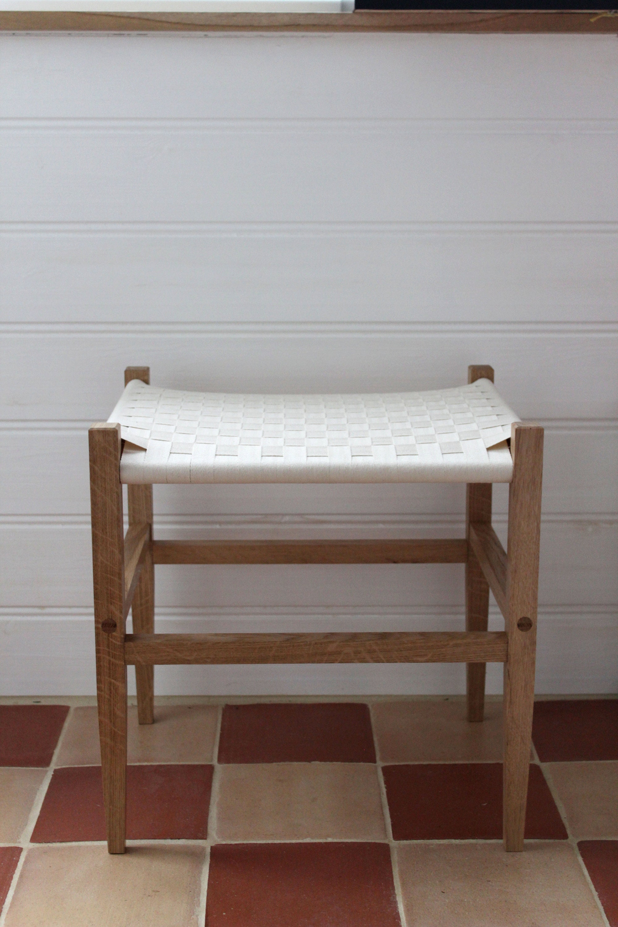 Oak Stall With Woven Shaker Tape Seat - Etsy