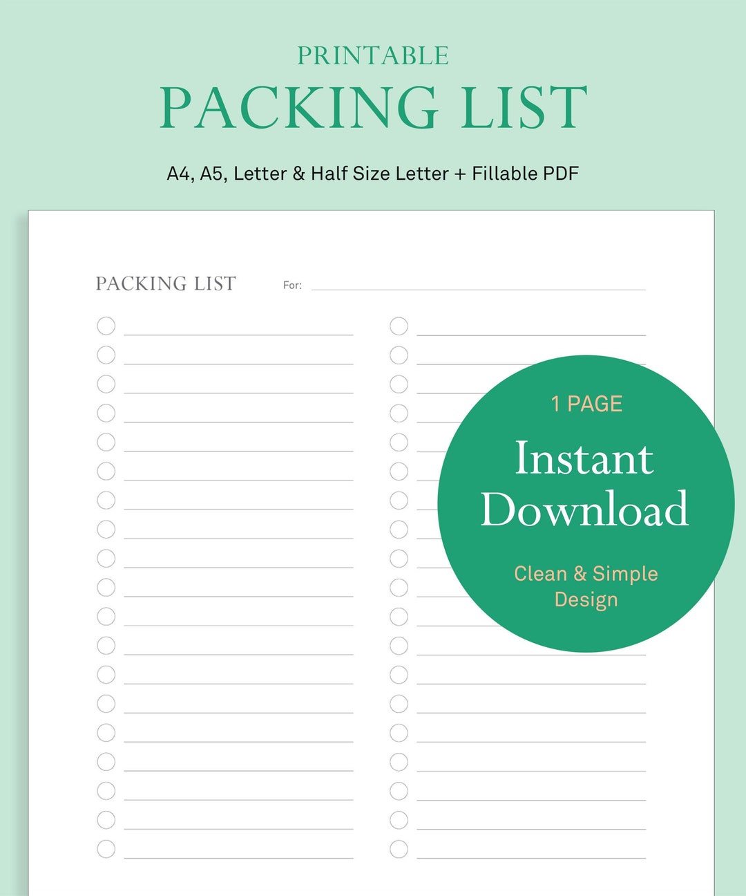 Printable & Digital Packing List - Etsy