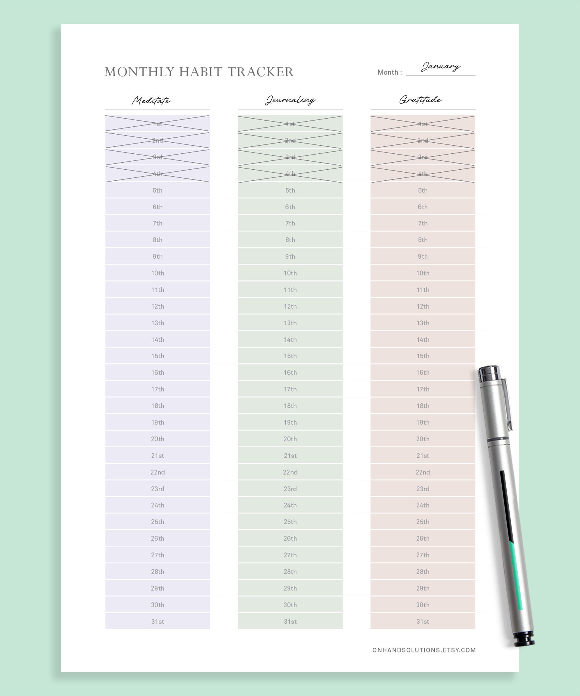 Printable & Digital Monthly Habit Tracker - Etsy