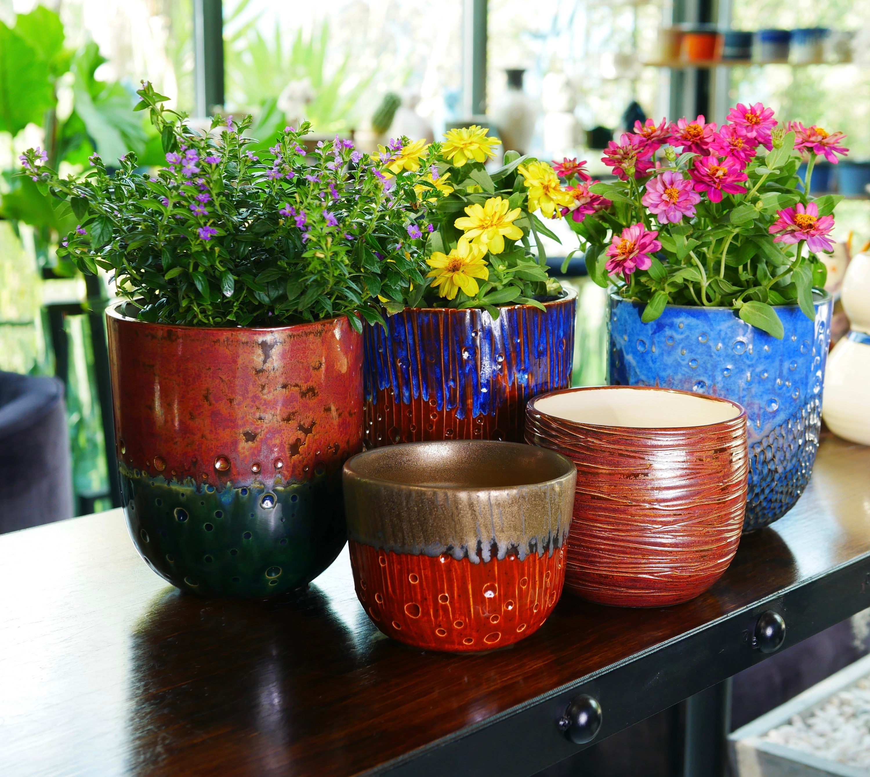 Sook Ceramix Blue Starry Sky Ceramic Planter and Plant Pot 6 Inches X 6 ...