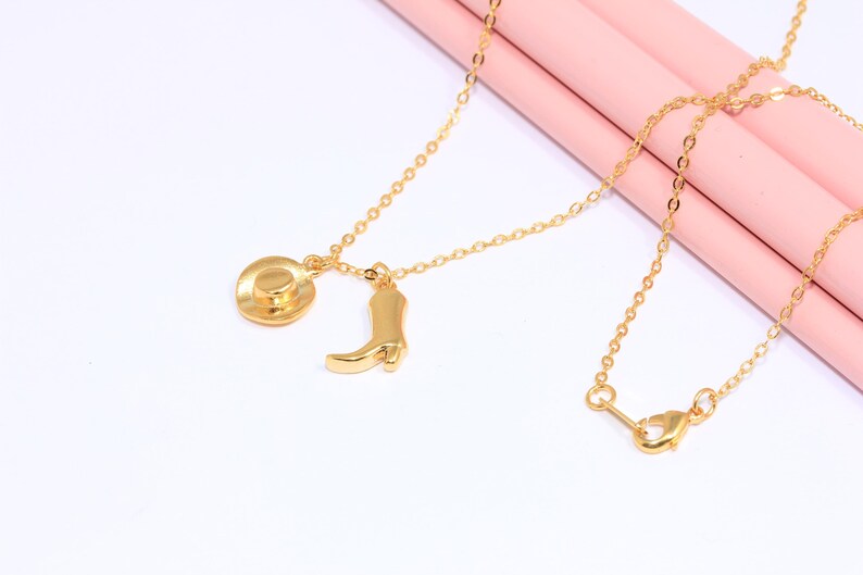 24k Gold Plated Cowboy Necklace, Boot & Hat Charm - Etsy