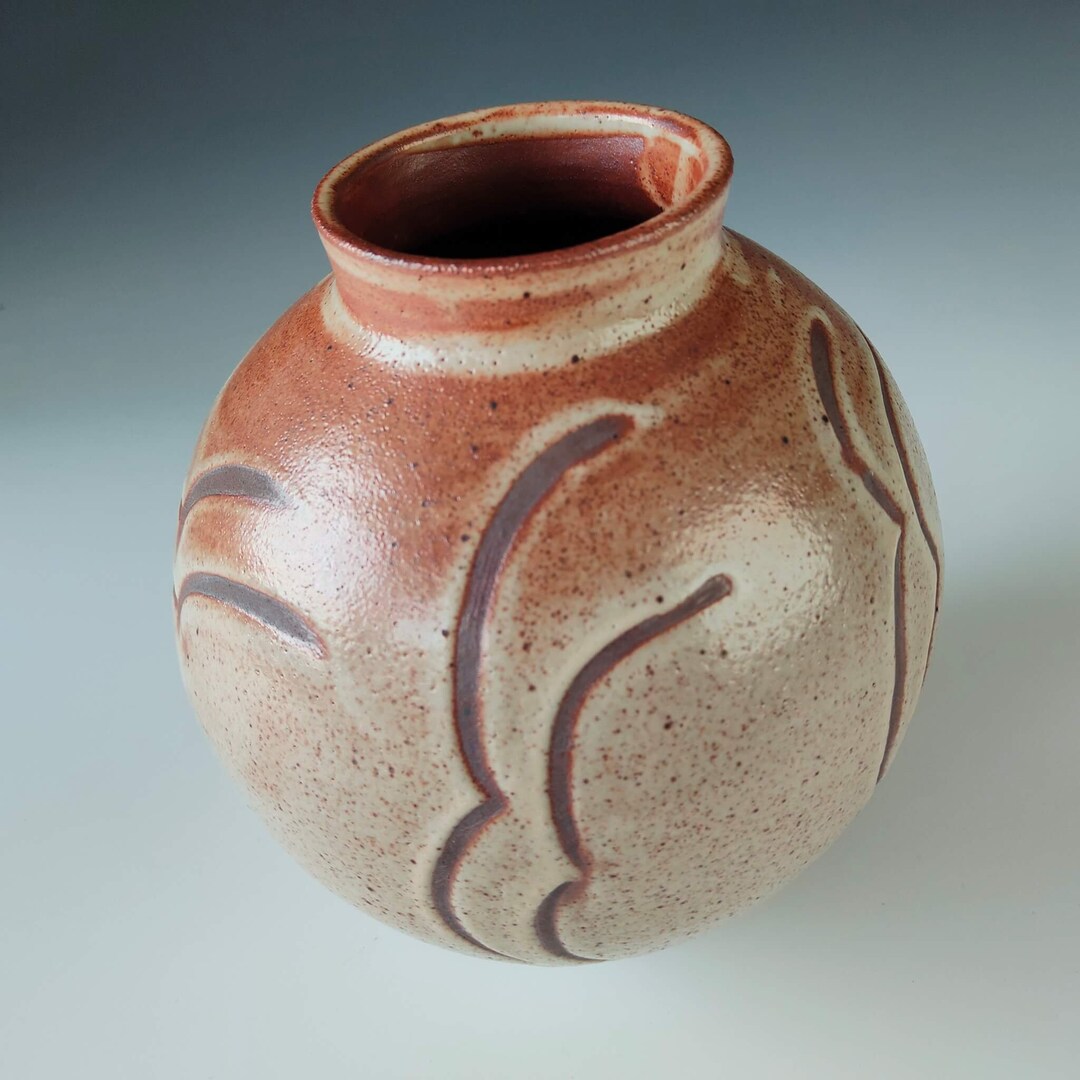 Large Ceramic Moon Jar Rust Red/cream Shino Glaze Handmade/hand-thrown ...
