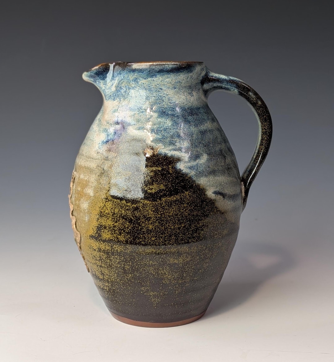 Pottery Jug/pitcher With Shell Imprints and Multiple Glazes | Handmade ...