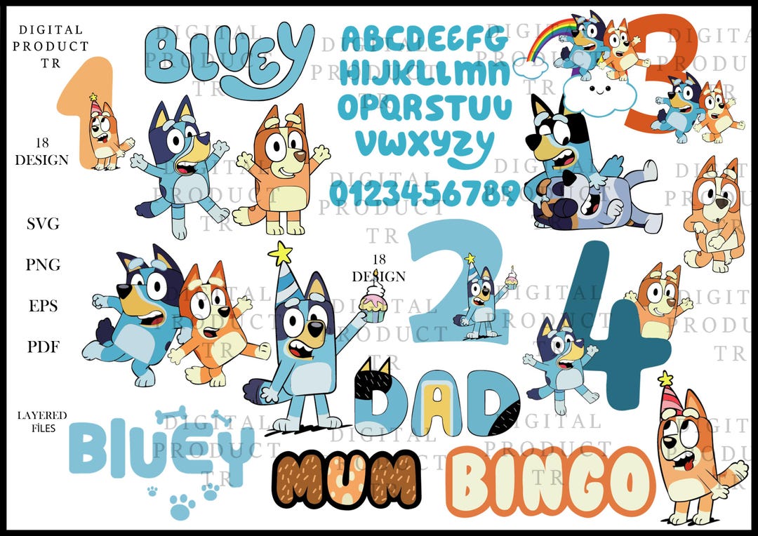 Bluey Dog Svg Bundle, Blue Dog Family, Blue Dog Birthday Png, Blue Dog ...