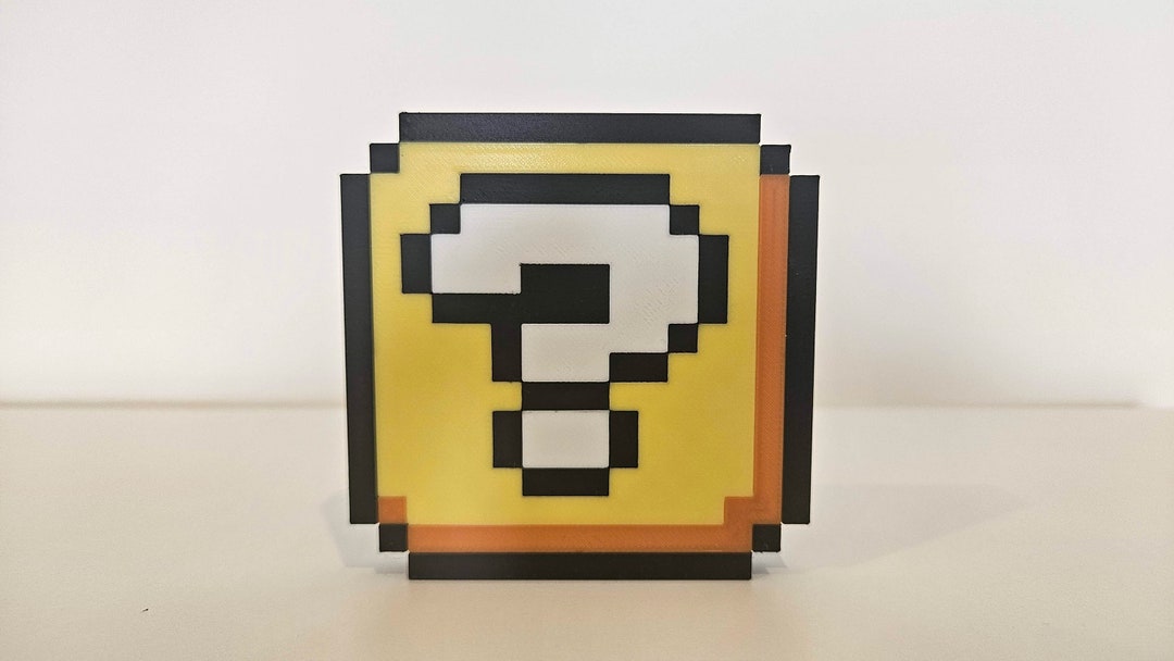 Question Block Super Mario 8-bit Pixel Art 3D Printed Home Decor Retro ...