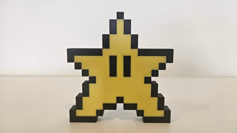 Super Star Super Mario 8-bit Pixel Art 3D Printed Home Decor Retro ...