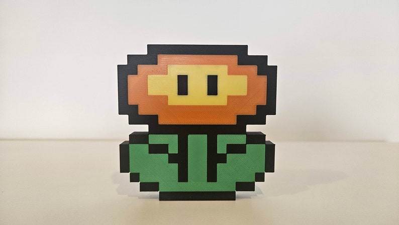 Fire Flower Super Mario 8-bit Pixel Art 3D Printed Home Decor Retro ...