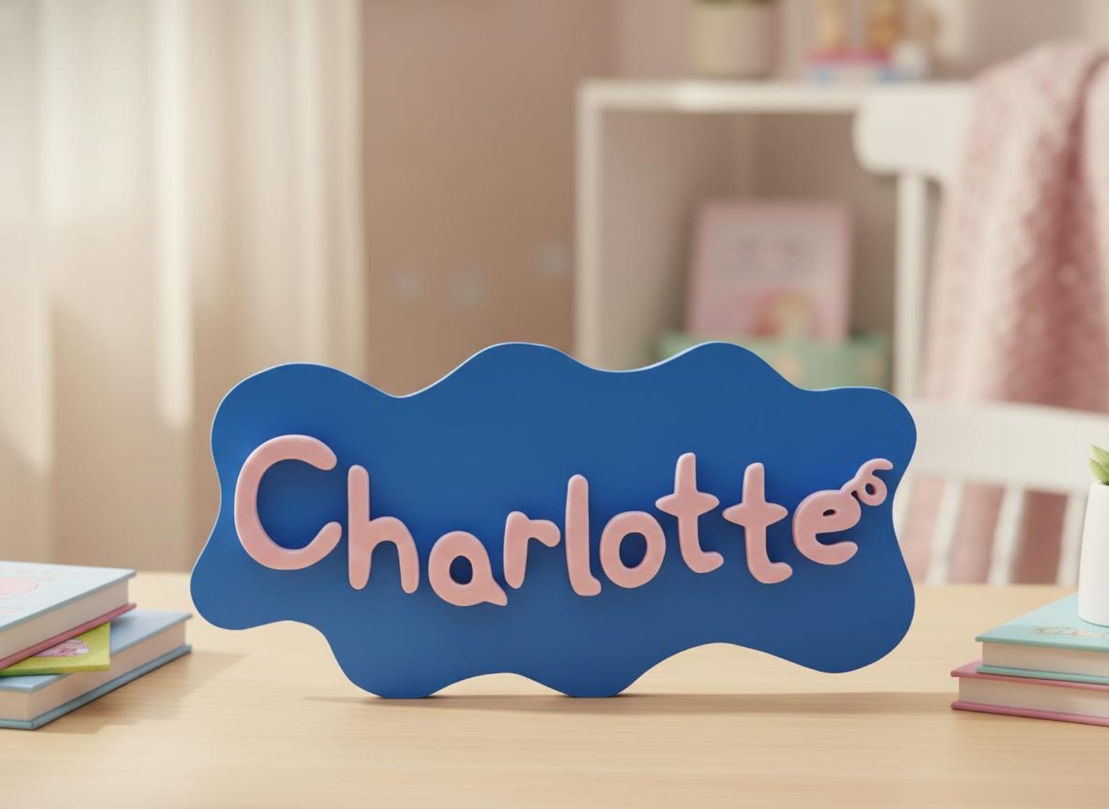 Personalised Peppa Pig Style Name Sign, Custom Name Plate, Bedroom ...