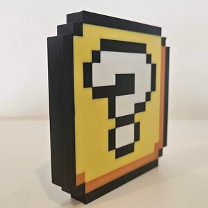 Question Block Super Mario 8-bit Pixel Art 3D Printed Home Decor Retro ...
