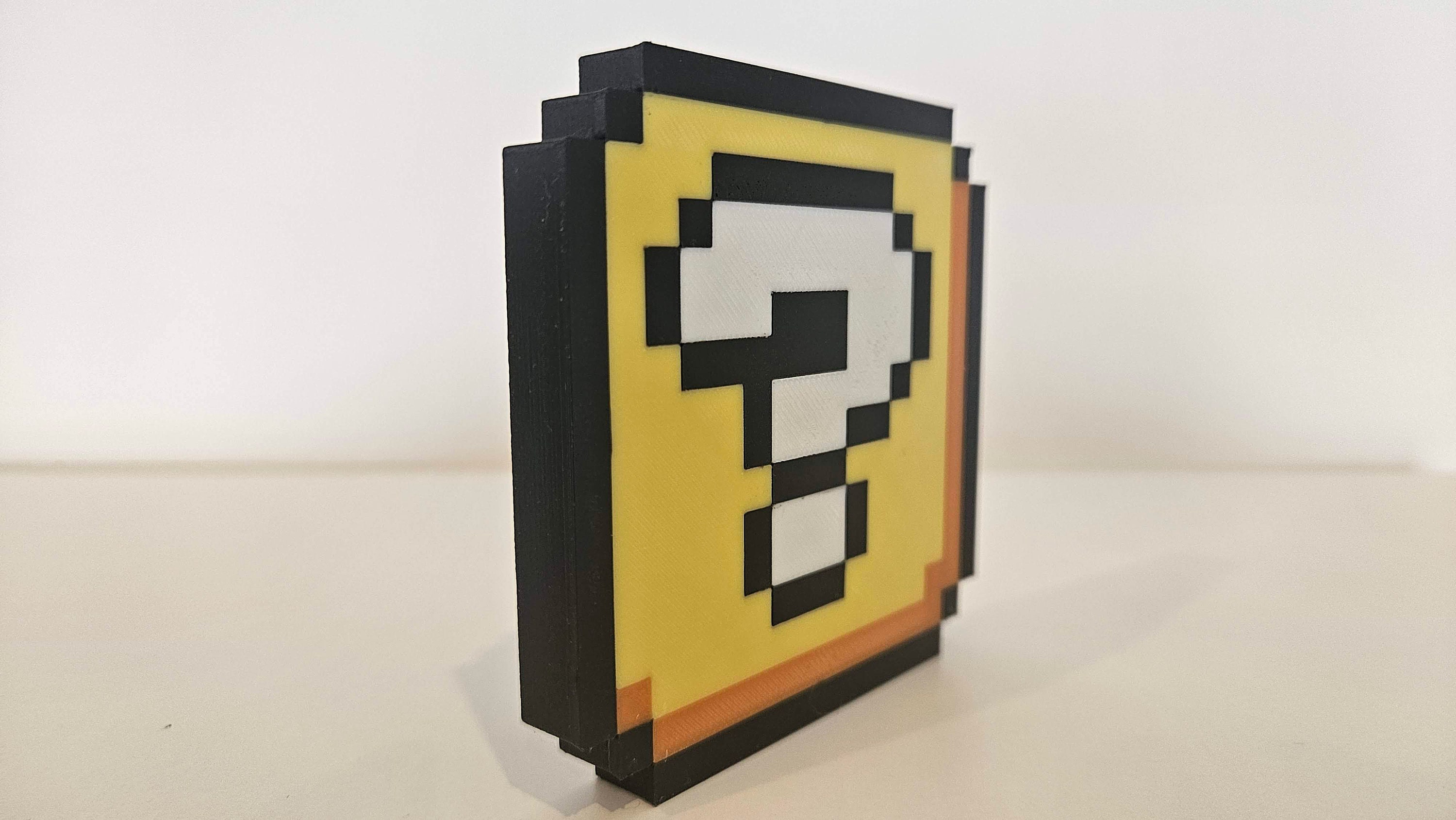 Question Block Super Mario 8-bit Pixel Art 3D Printed Home Decor Retro ...