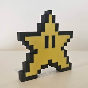 Super Star Super Mario 8-bit Pixel Art 3D Printed Home Decor Retro ...