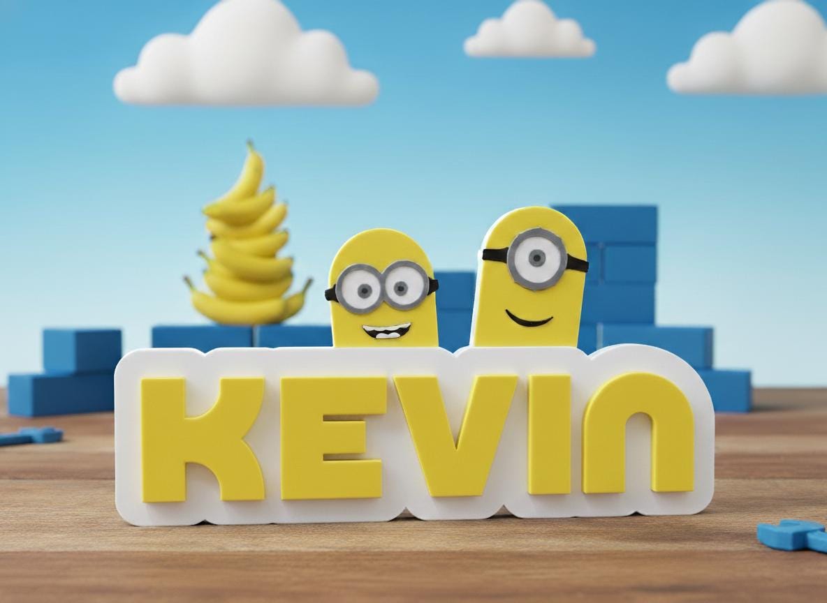 Personalised Minions Style Name Sign, Custom Name Plate, Bedroom Decor ...