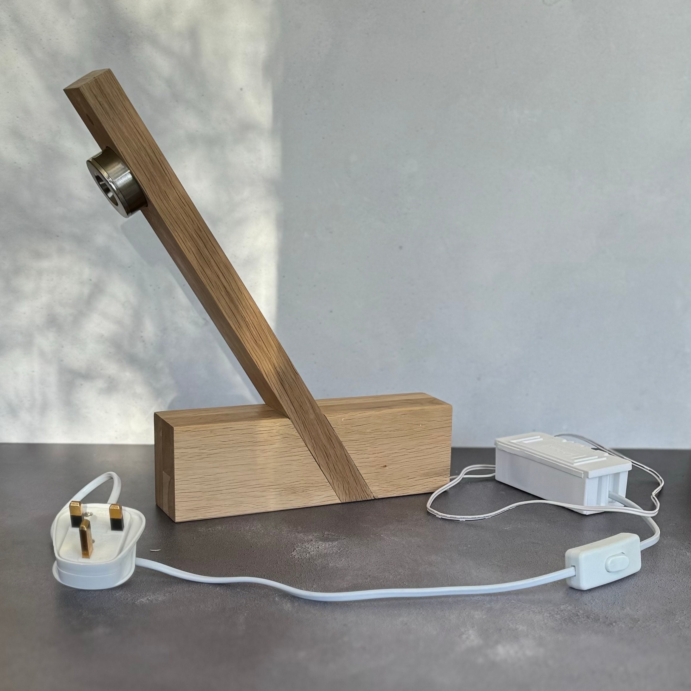 Japandi Oak Table Lamp Warm LED Reading Light Solid Wood Modern Scandi ...